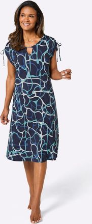 Feel Good Sommerkleid FEEL GOOD Sommerkleid, Damen, Gr. 40/42, Normalgr&ouml;&szlig;en, marine, royalblau, bedruckt, 95% Viskose, 5% Elasthan, gemustert, mehrfarbig, kurz,