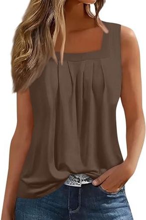 Generic Debardeur Femme Chic et &eacute;l&eacute;gant Chemisier sans Manche D&eacute;bardeur Crop Top Ete Haut Chic et Elegant Caraco Vetement Femme Tee Shirt sans Manche Fluide A