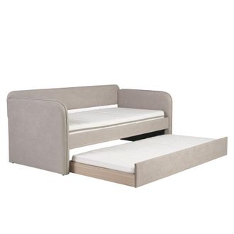 Miliboo Lit gigogne en tissu taupe 90 x 190 cm EDISON