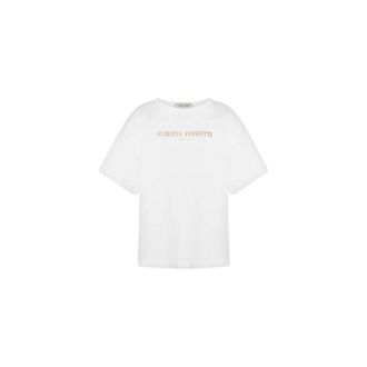 Alberta Ferretti Femme, Tops, Blanc, Taille: 38 FR Logo Boxy Jersey T-Shirt