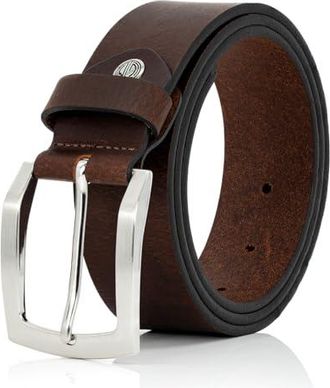 Lindenmann Mens leather belt/Mens belt, full grain leather belt XXL,buffalo leather, dark brown, Farbe/Color:marron, Size