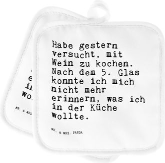 Mr. & Mrs. Panda Topflappen Habe gestern versucht, mit... - Geschenk, Spruch Sprüche Weisheiten Zitate Lustig Weisheit Worte, Rezept, Portwein, topfhalter, Set, Küchen