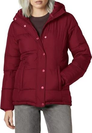 Zeagoo Doudoune femme hiver à capuche veste matelassée chaude coupe vent blouson court zippée avec poches légère doublée confort quotidien extérieur Bordeaux