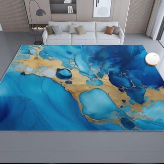 Generic Paillasson Antid&eacute;rapant Bleu 140 x 200 cm, Tapis de Sol dint&eacute;rieur Lavable pour entr&eacute;e Cuisine Chambre &agrave; Coucher paillasson d&eacute;coratif, imprim&eacute; Abstrai