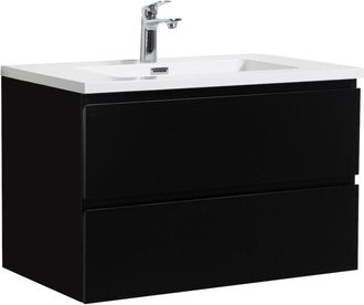 Badplaats Badezimmer Badm&ouml;bel-Set Angela 80cm - Matt Schwarz - Unterschran