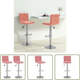 vidaXL The Living Store - Tabourets de bar lot de 2 rose velours - Tabouret De Bar - Chaise De Comptoir - Tabouret Rose - Tabouret Design - Fauteuil Pliable