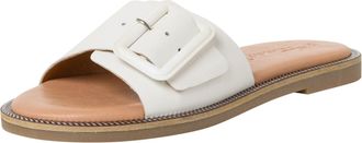 Tamaris Damen Mules Pantoletten Leder Blockabsatz Sommer; WHITE LEATHER/weiß; 37 EU