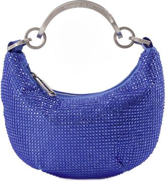 Off-white Mini sac &agrave; clip de liant en strass / bleu