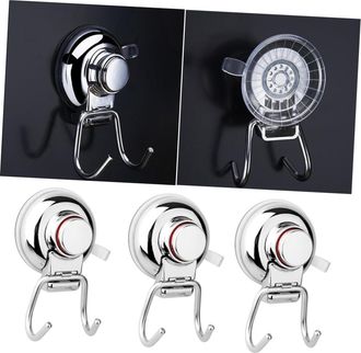 Lurrose 3st&uuml;cke Saugnapf Haken Ohne Bohren F&uuml;r Bad Und K&uuml;che Nahtlose Doppelhaken Aus Edelstahl Wiederverwendbare Saugnapfhaken Mit Starkem Vakuum F&uuml;r Glatte 