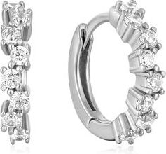 Ania Haie Boucles doreilles créoles EDIT EAR pour femme en argent sterling 925, serties de 16 zircons, taille : 11,5 mm, emballage cadeau inclus