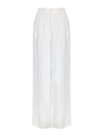 120% Lino Pantalons D&eacute;contract&eacute;s - Blanc