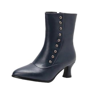 Generic Bottines dhiver chaudes doubl&eacute;es en polaire pour femme - Couleur unie - Bout pointu - Fermeture &eacute;clair lat&eacute;rale - &Eacute;l&eacute;gantes bottes thermiques pour cha