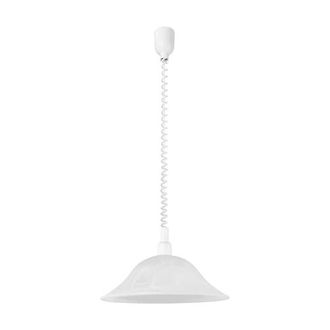 Eglo Pendelleuchte Alessandra, 1 flammige Hängelampe mit Spiralkabel, höhenverstellbar, Pendellampe klassisch, Küchenlampe aus Kunststoff und Alabaster-Gla