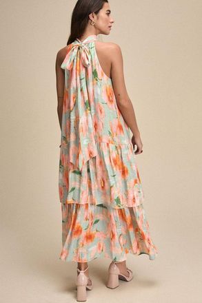 Next Maxikleid Maxi-Lagenkleid mit Neckholder und Bindedetail (1-tlg)