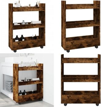 vidaXL Aufbewahrungswagen Schmal 3 Etagen R&auml;uchereiche Holzwerkstoff - Vidaxl