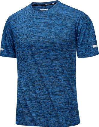 Magcomsen Wandershirt Herren Atmungsaktiv Laufshirt Schnelltrocknend T-Shirt Leicht Funktionsshirt mit Reflektorstreifen f&uuml;r Laufen, Training, Gym Mittelblau 2X