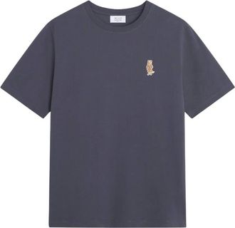 Maison Kitsun&eacute; Homme, Tops, Bleu, Taille: S Dressed Fox T-Shirt