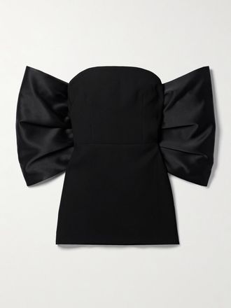 M&ocirc;not Tr&auml;gerloses Minikleid Aus Cady Mit Schleife Aus Charmeuse - Schwarz