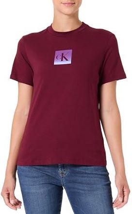 Calvin Klein T-Shirt Manches Courtes Femme Classic Fit Tee en Coton, Rouge (Deep Rouge), XL