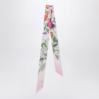 Gucci Rosa schmaler Seidenschal mit Print