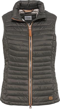 Camel Active Damen kurze leichte Steppweste mit elastischen B&uuml;ndchen Khaki, womenswear-38