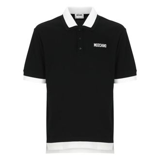 Moschino Cotton Piquet Polo mit G&auml;nse-Stickerei - - Tops - Herren - Schwarzk - XL