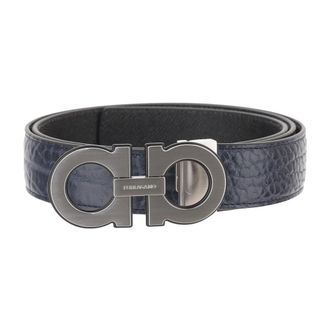 Ferragamo Wendeg&uuml;rtel aus Leder mit Haken - - Accessories - Herren - Blau - 105 CM
