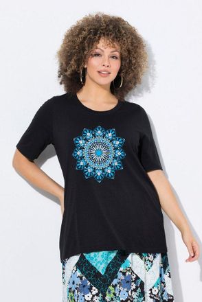 Ulla Popken T-Shirt T-Shirt Mandala A-Linie Rundhals Halbarm
