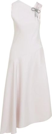 Jil Sander Femme, Robes, Blanc, Taille: 40 FR Robe Asym&eacute;trique Avec Coupe Diagonale