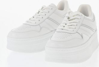 Celine Leather Low Sneakers in Solid Color with 5cm Platform Celine