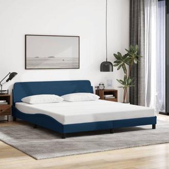 vidaXL Vidaxl - Cadre de lit avec t&ecirc;te de lit sans matelas bleu 180x200cm tissu