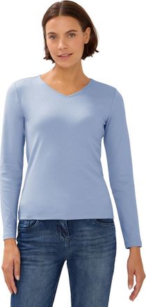 Cecil Damen 3227271 V-Neck Langarmshirt, Mountain Blue, XX-Large