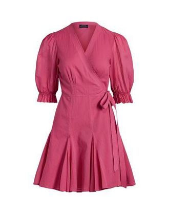 Ralph Lauren PUFFED-SLEEVE COTTON WRAP DRESS
