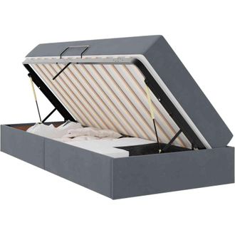 vidaXL Aufbewahrungsbett mit Matratze Dunkelgrau 100 x 200 cm Samt vidaXL