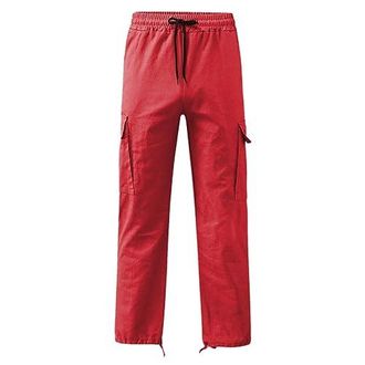 Generic High Street Pantalon ample en popeline pour homme Automne Hiver Pantalon pour loisirs et sport Couleur unie, Rouge, 5XL