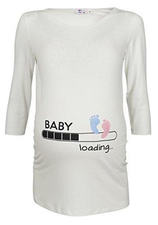 Happy Mama Femme Tee Shirt Grossesse Humour &agrave; imprim&eacute; Petits petons. 549p (Blanc Cass&eacute;, 44-46, 2XL)