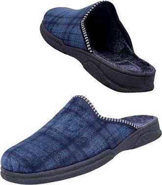 Generico Chaussons dhiver pour homme en feutre lourd, bleu marine, avec semelle en polyur&eacute;thane, forme large, fabriqu&eacute; en Italie, bleu, 40 EU