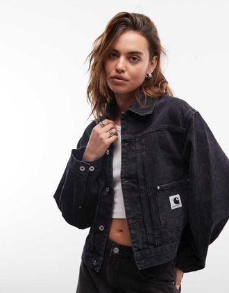 Carhartt Work in Progress Belmar - Veste en jean &agrave; imprim&eacute; serpent - Fonc&eacute;-noir