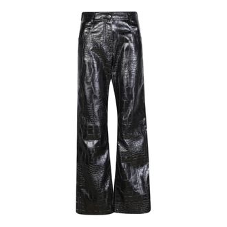 Msgm Schwarze Croco-Hose mit Allover-Krokodildruck - - Trousers - Damen - Schwarzk - XS