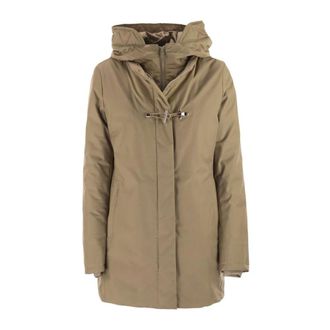 Fay Femme, Manteaux, Brun, Taille: 40 FR Parka &agrave; capuche avec brandebourgs