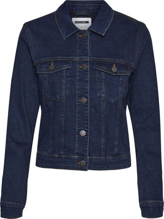 Noisy May Noisy May Damen Kurze Jeansjacke | Basic Denim &Uuml;bergangsjacke | Stoned Washed Jacket NMDEBRA, Farben:Dunkelblau, Gr&ouml;&szlig;e:XS