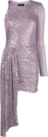 Elisabetta Franchi Femme, Robes, Violet, Taille: 42 FR Abito Corto Monospalla Paillettes