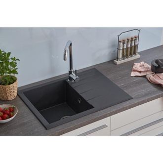 Respekta K&uuml;chensp&uuml;le Einbausp&uuml;le Sp&uuml;le Granit Mineralite 62 x 50 Schwarz Respekta Houston