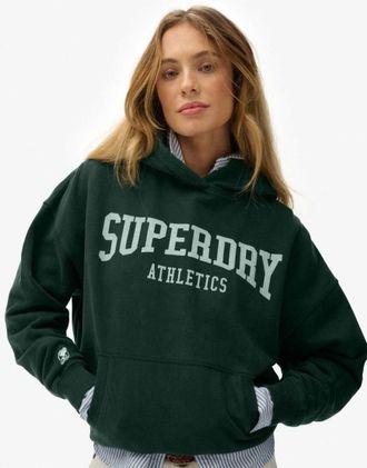 Superdry Athletic Essentials - Relaxed-Fit-Kapuzenpullover in Emaille-Gr&uuml;n
