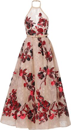 Elie Saab A-Linien-Maxikleid mit Pailletten - Nude