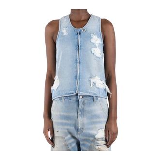 Maison Margiela Gilet en Coton Bleu - Femme - Vestes - Bleu - Taille: 36 FR