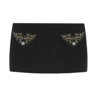Versace Femme, Jupes, Noir, Taille: 36 FR Mini-jupe en laine cloutée