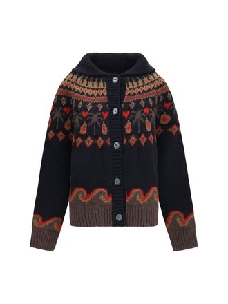 Alanui Womens Cardigan Sweet Winter Black-Multicolour Fleece Wool (ovis Aries) Jacket Black/multicolour