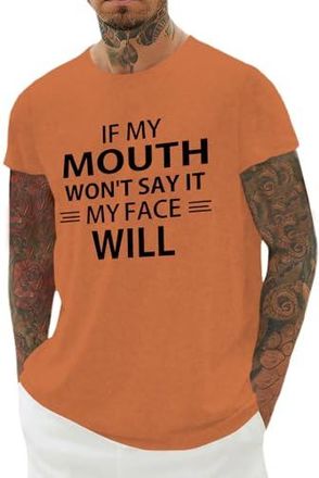 Generic T-shirt amusant pour homme - T-shirt &agrave; manches courtes et col rond imprim&eacute; lettre d&eacute;t&eacute; tendance basique d&eacute;contract&eacute; coupe r&eacute;guli&egrave;re vacances quotidien