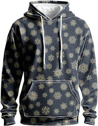 Generic Sweat à capuche de Noël pour homme - Sweat à capuche amusant en forme de flocon de neige - Tenue de Noël surdimensionnée à manches longues - Pull fant